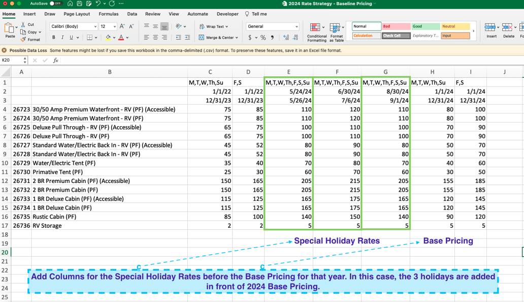 Base Pricing: How To Update Nightly Rates for Campsites