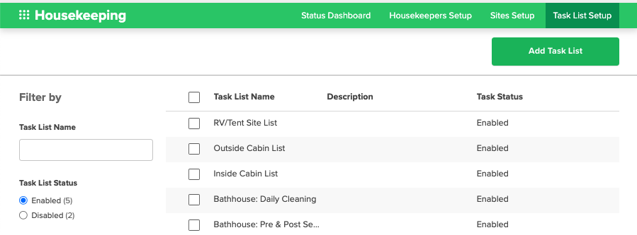 Housekeeping Task List Setup: What's on the page?