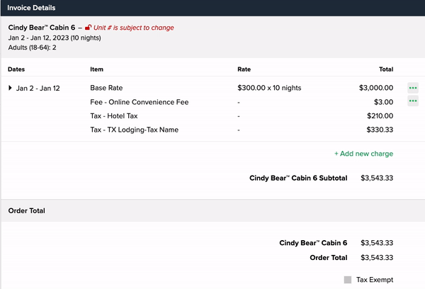 How to: Make a single reservation Tax-Exempt