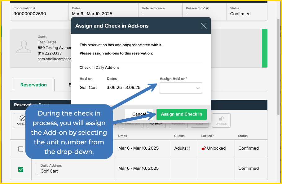 How to: Assign Add-ons During Check-In