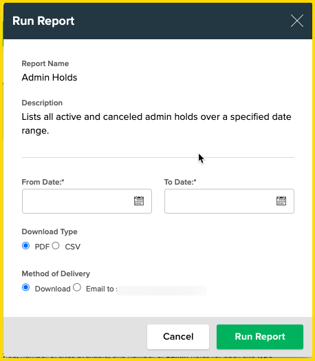 Report Overview: Admin Holds