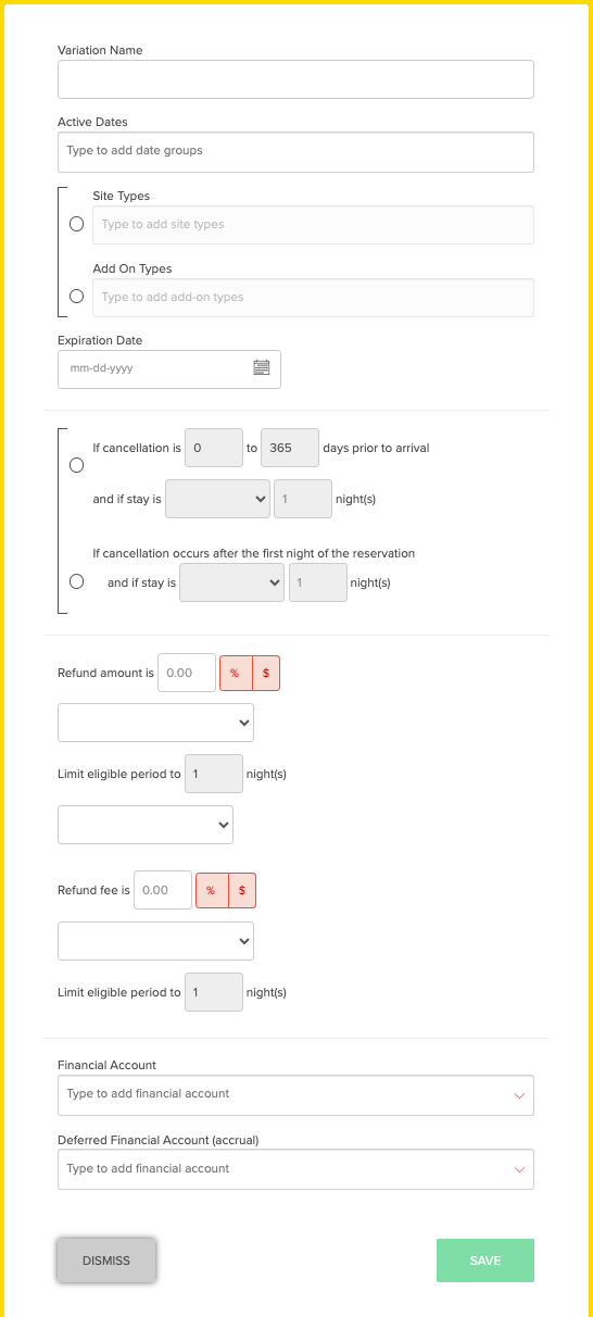 Cancelation Policy: Rule Setup