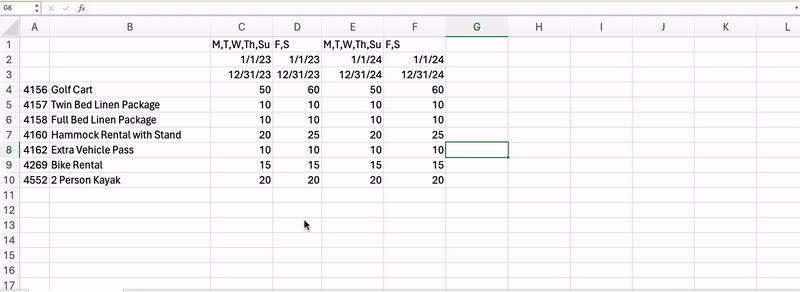 How To: Update Base Pricing (nightly rates) for Daily Add-ons