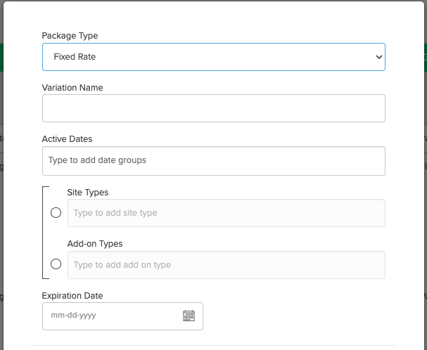 Package/Discount/Promo Code Pricing - Fixed Rate Package Types: Rule Setup