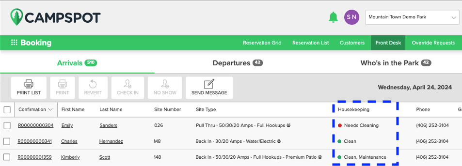 Housekeeping Status Dashboard: What's on the Page & Feature Overview