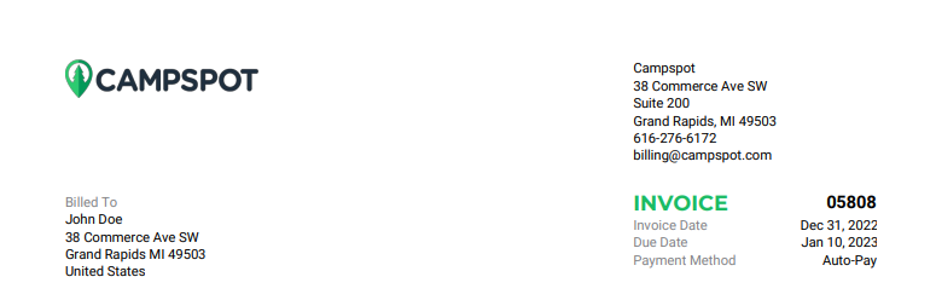 Understanding Your Campspot Invoice