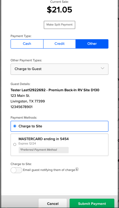 How To: Use the POS Charge to Site Payment Method