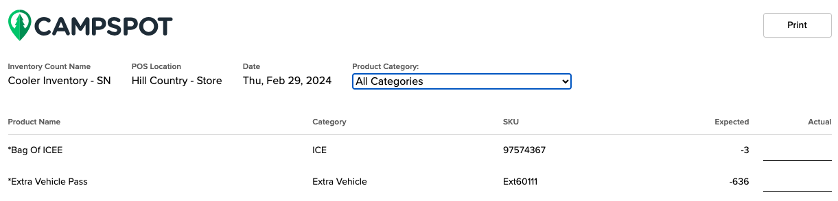 Understanding the Inventory Count Form