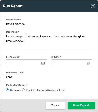 Report Overview: Rate Override Report