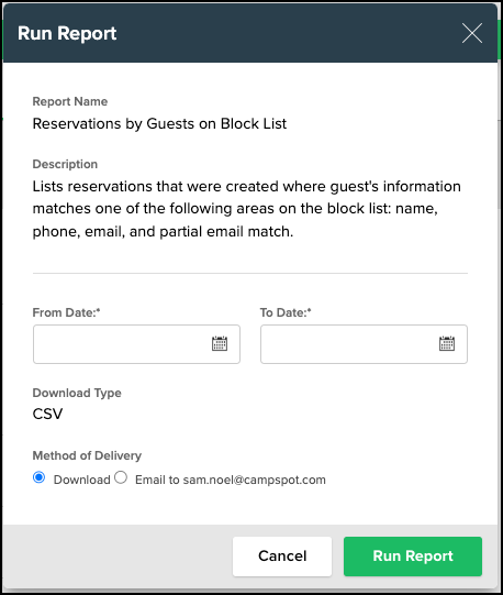 Report Overview: Reservations by Guests on Block List Report