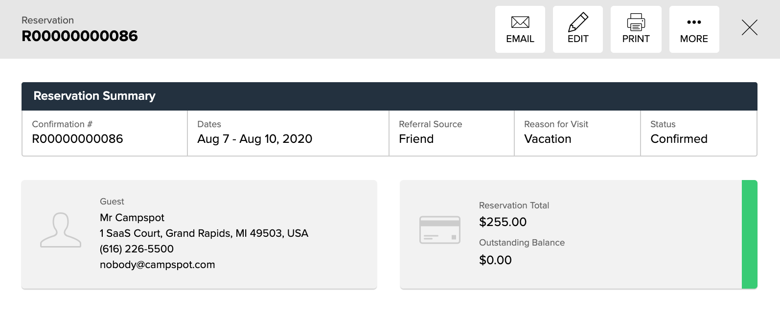 Reservation Summary- Reservation Tab: What's on the Page?