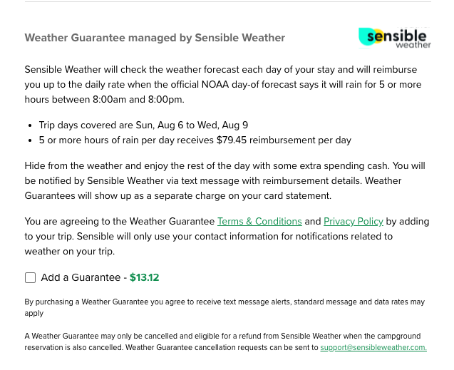 Weather Guarantee by Sensible Weather: General Info and FAQ